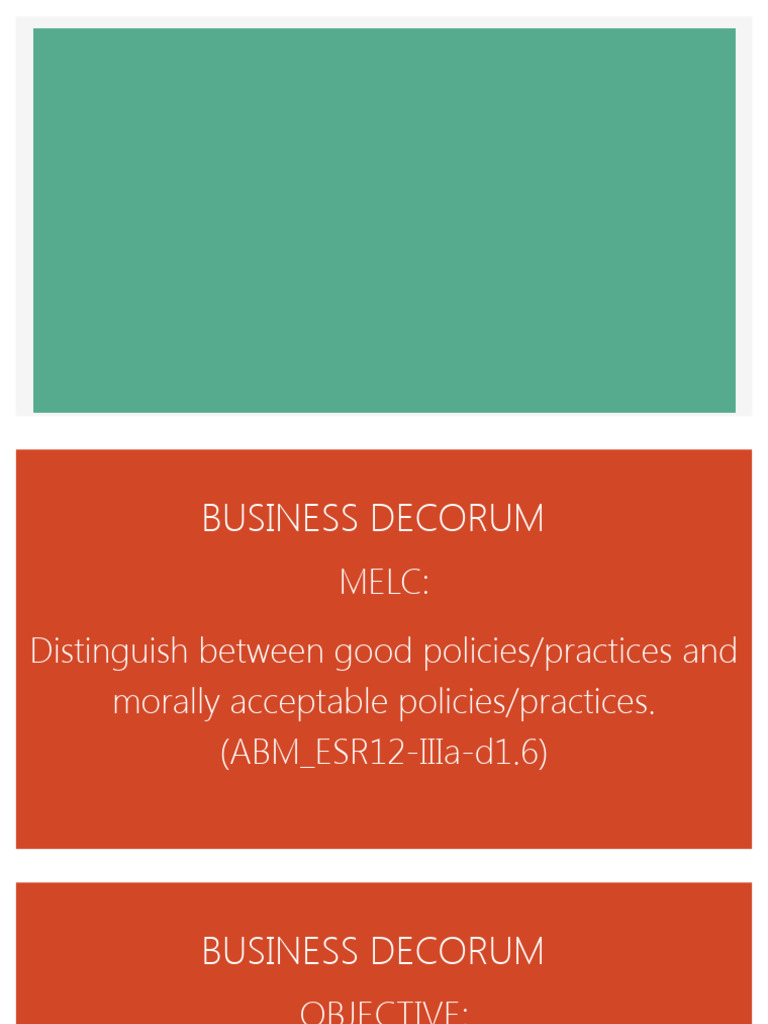 Bus. Ethics Q4 Decorum | PDF | Confidentiality | Conflict Of Interest