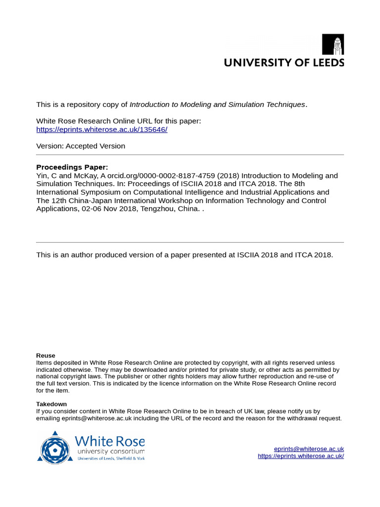 Introduction To Modeling and Simulation Techniques | PDF | Conceptual ...