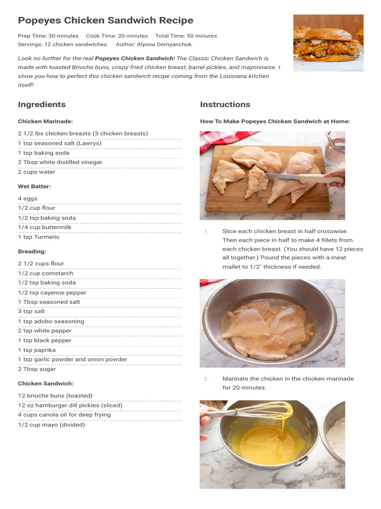 Popeyes Chicken Sandwich Recipe - Alyona's Cooking | PDF | Pickled Cucumber | Foods