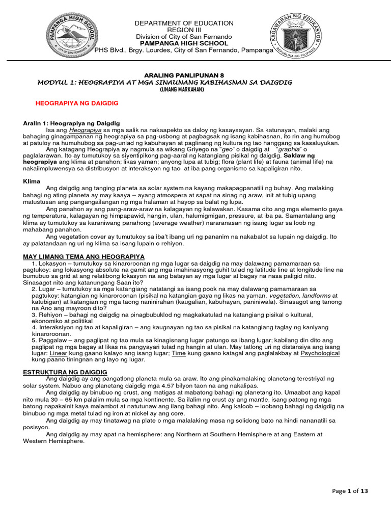 Aralin 8 Quarter 1 Pure Lectures Edited | PDF