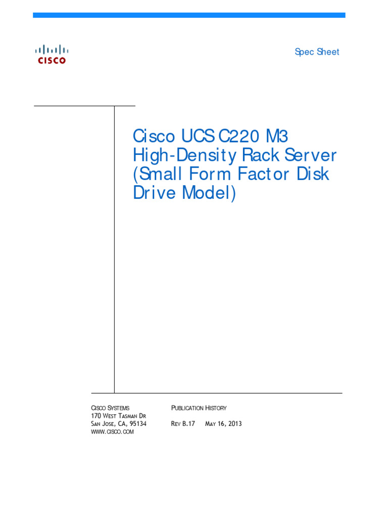 C220M3 SFF SpecSheet | PDF | Hard Disk Drive | Solid State Drive