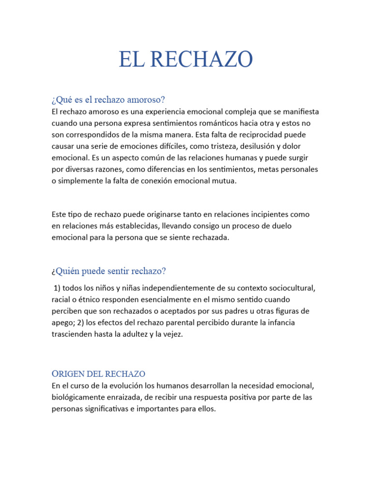 EL RECHAZO Vida Saludable | PDF | Las emociones | Adultos