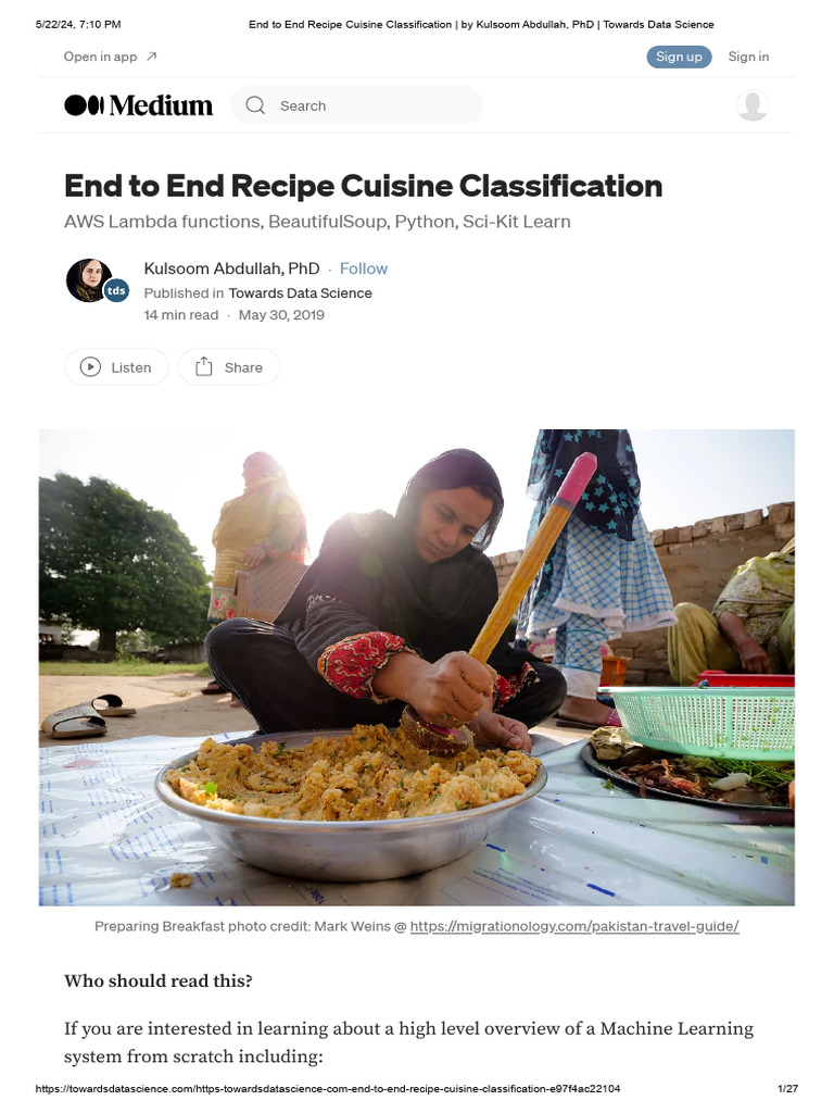 End To End Recipe Cuisine Classification - by Kulsoom Abdullah, PHD - Towards Data Science | PDF ...