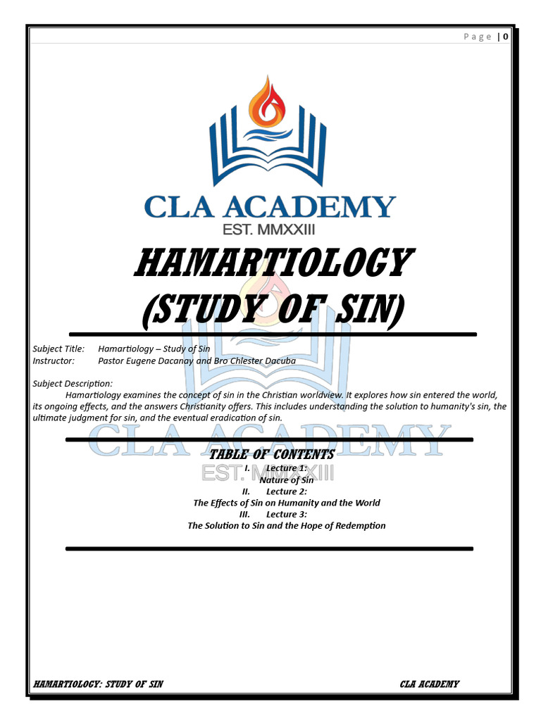 Hamartiology - Study of Sin | PDF | Sin | Original Sin
