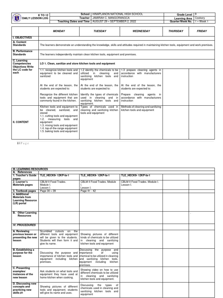 Monday Tuesday Wednesday Thursday Friday | PDF | Learning | Human ...