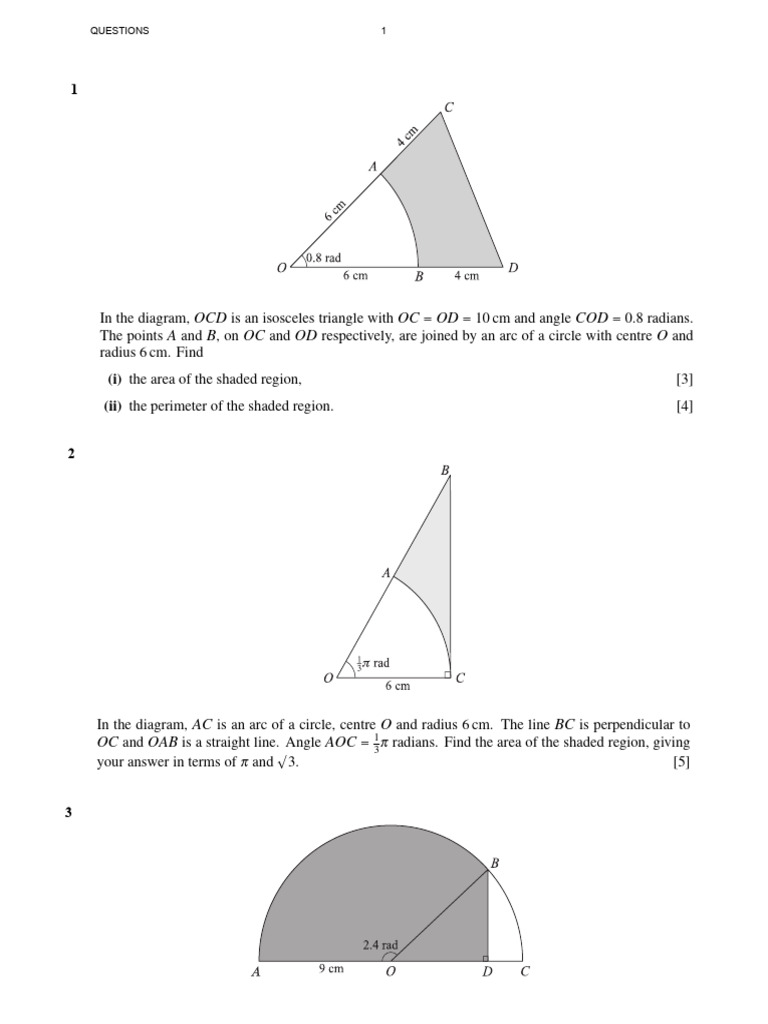 Circular Measure Problems and Solutions | PDF | Circle | Angle