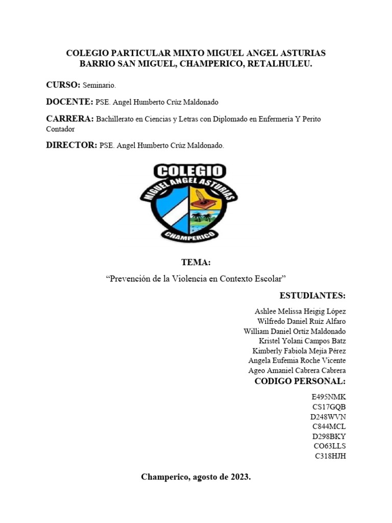 INFORME DE SEMINARIO GRADUANDOS 2023 Redactado | PDF | Violencia | Escuelas