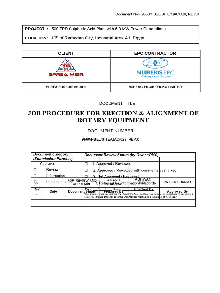 Rotary Equipment Erection & Alignment Guide | PDF | Quality Assurance