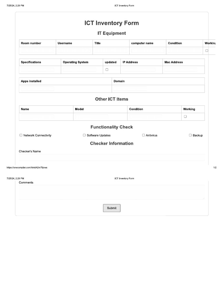 Inventory Form | PDF