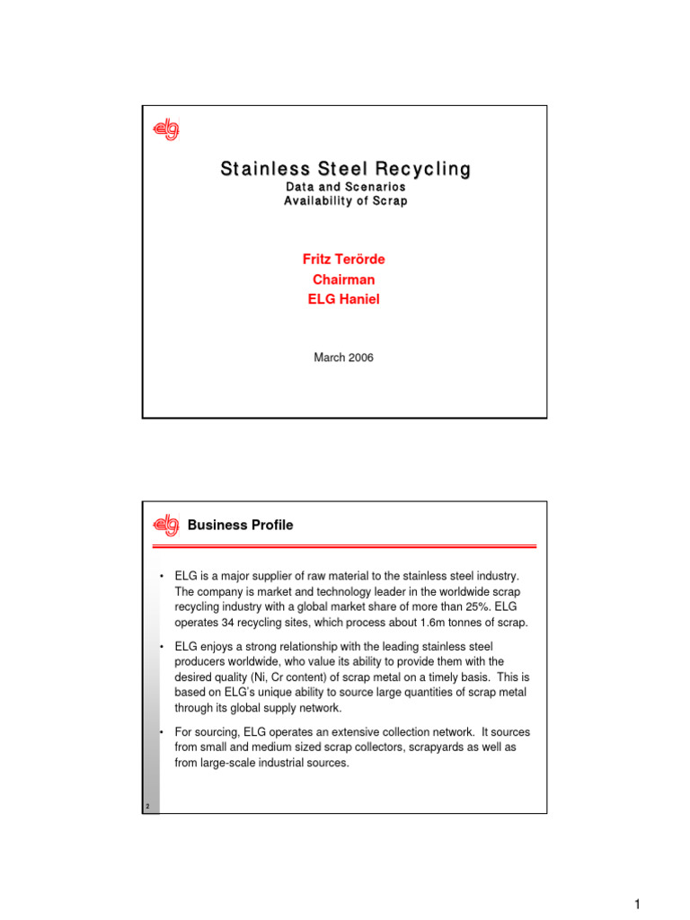 Stainless Steel Recycling-ELG | PDF | Scrap | Stainless Steel