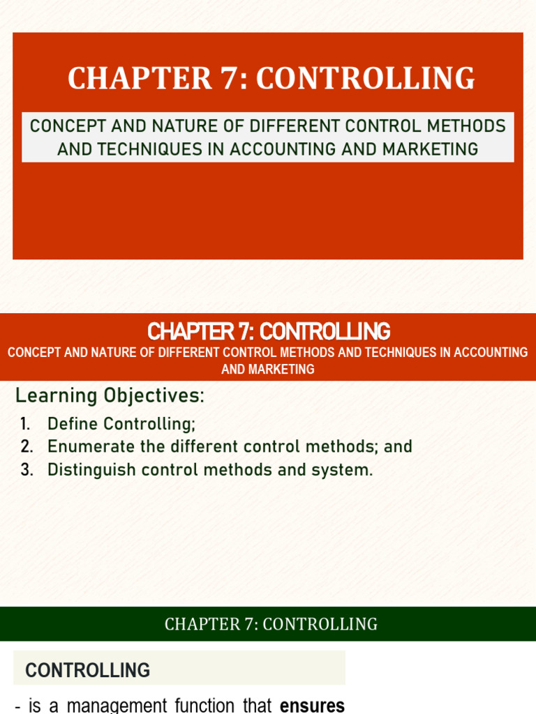 Chapter 7 Controlling | PDF | Forecasting | Audit Chapter 7 Controlling | PDF | Forecasting | Audit