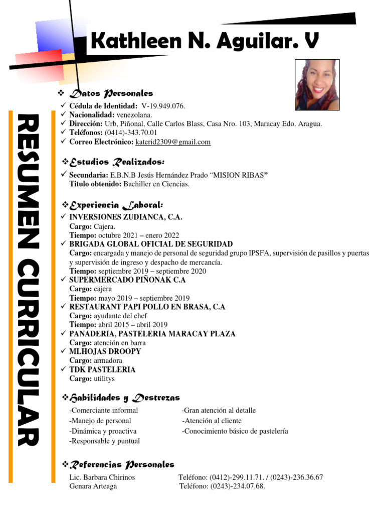 Curriculo Kathleen Aguilar | PDF