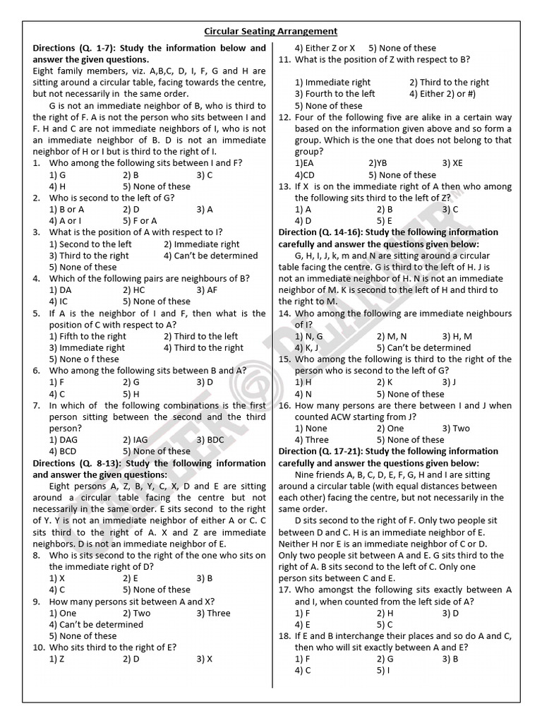 Circular & Seating Arrangement | PDF