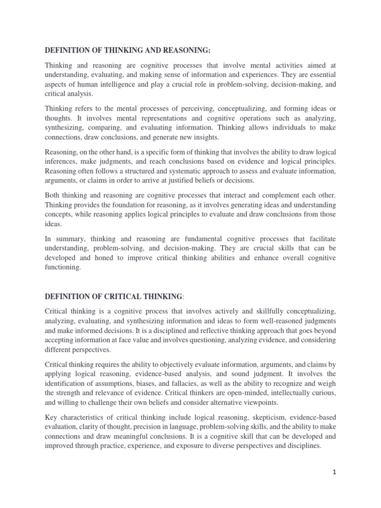 Assessment For Critical Thinking | PDF | Critical Thinking | Thought