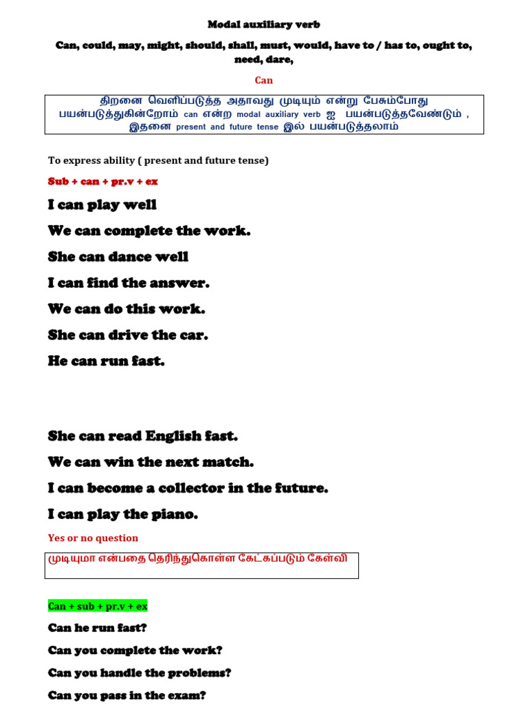 Modal Auxiliary Verb First Day 1 Lyst9429 | PDF | Language Mechanics | Syntax