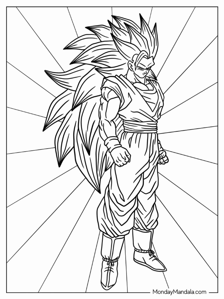 Coloring Page of Goku Super Saiyan 3 Mode | PDF