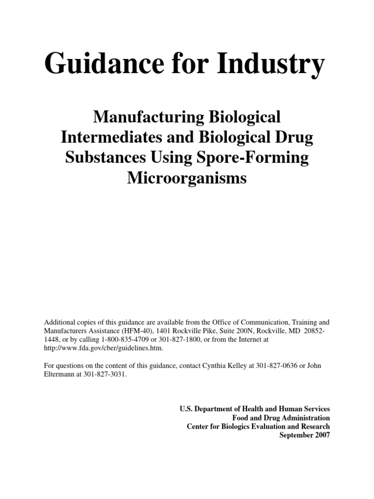 Guidance For Industry Manufacturing Biological Intermediates and ...