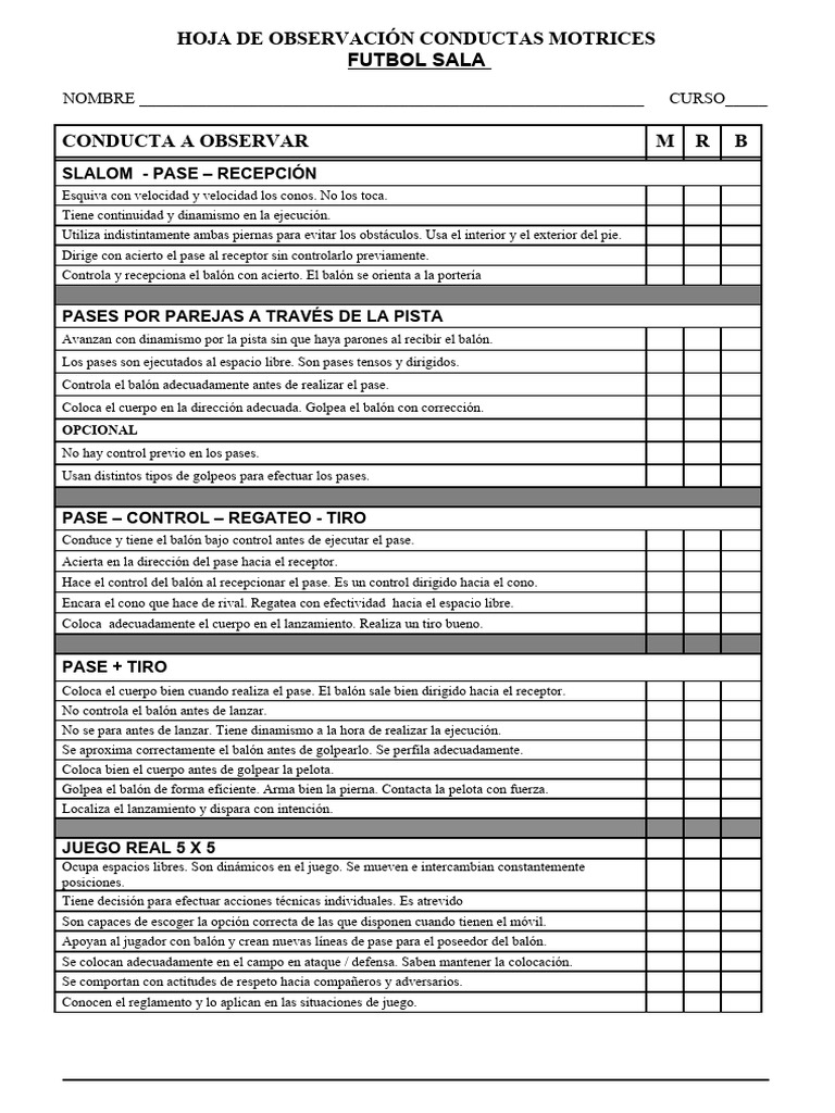 HOJA-DE-OBSERVACION FUTSALl | PDF | Asociación de Futbol