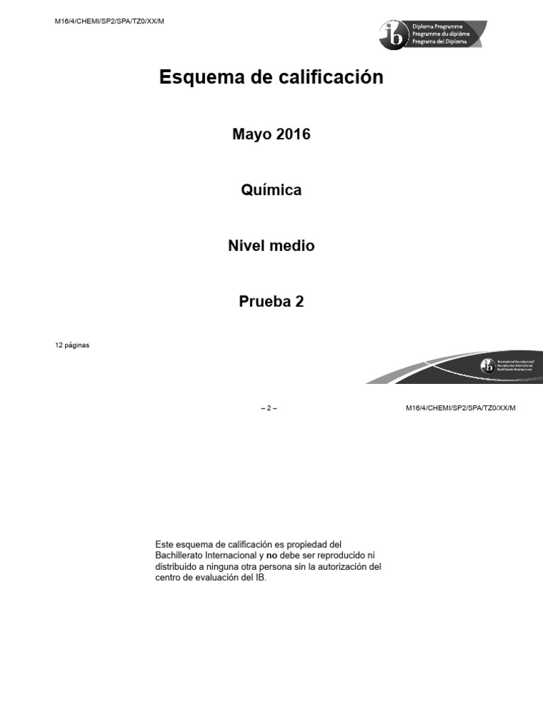 Chemistry Paper 2 SL Markscheme Spanish | PDF | Polaridad química | Enlace químico