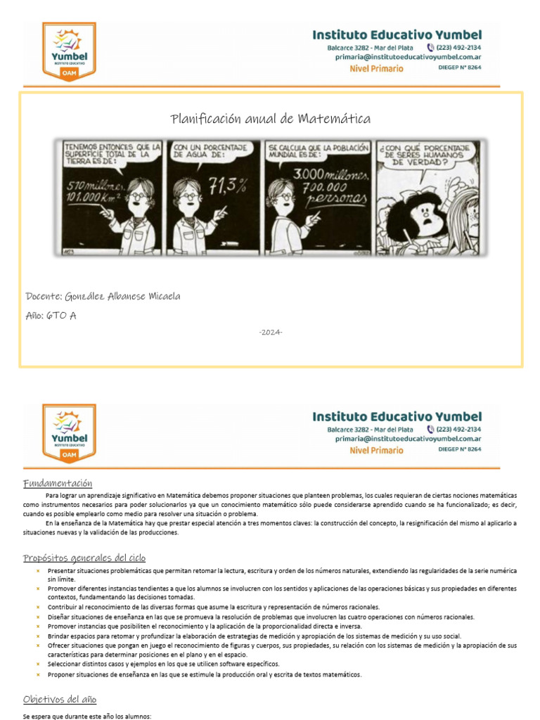 Planificación Anual 6toa Matemática Pdf División Matemáticas 3562