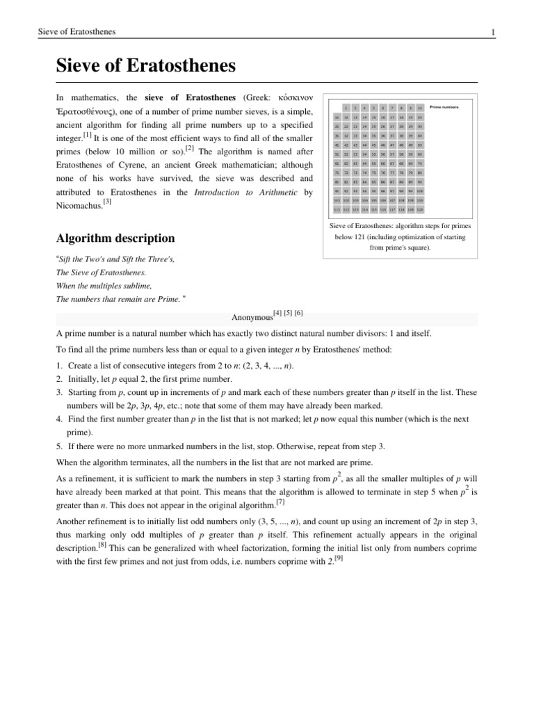 Sieve of Eratosthenes | PDF | Prime Number | Numbers