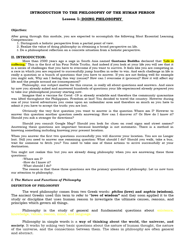 Lesson-1 Philosophy Doing-Philosophy | PDF | Reason | Logic