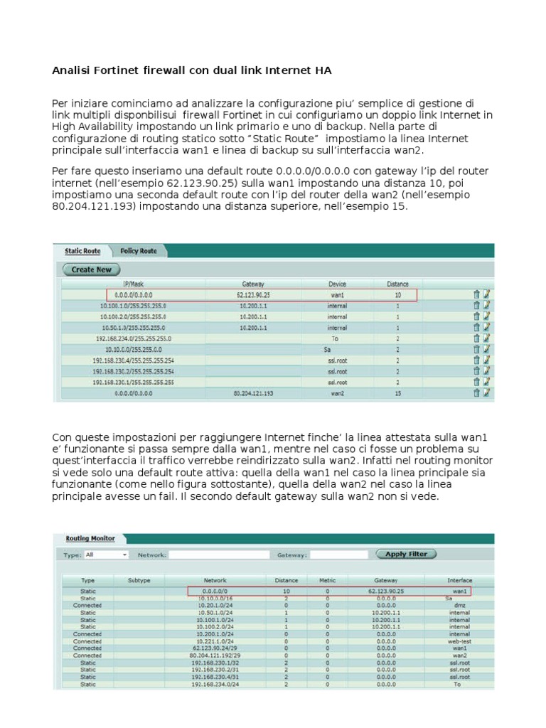Fortinet - Fortigate Dual Link Internet in HA | PDF
