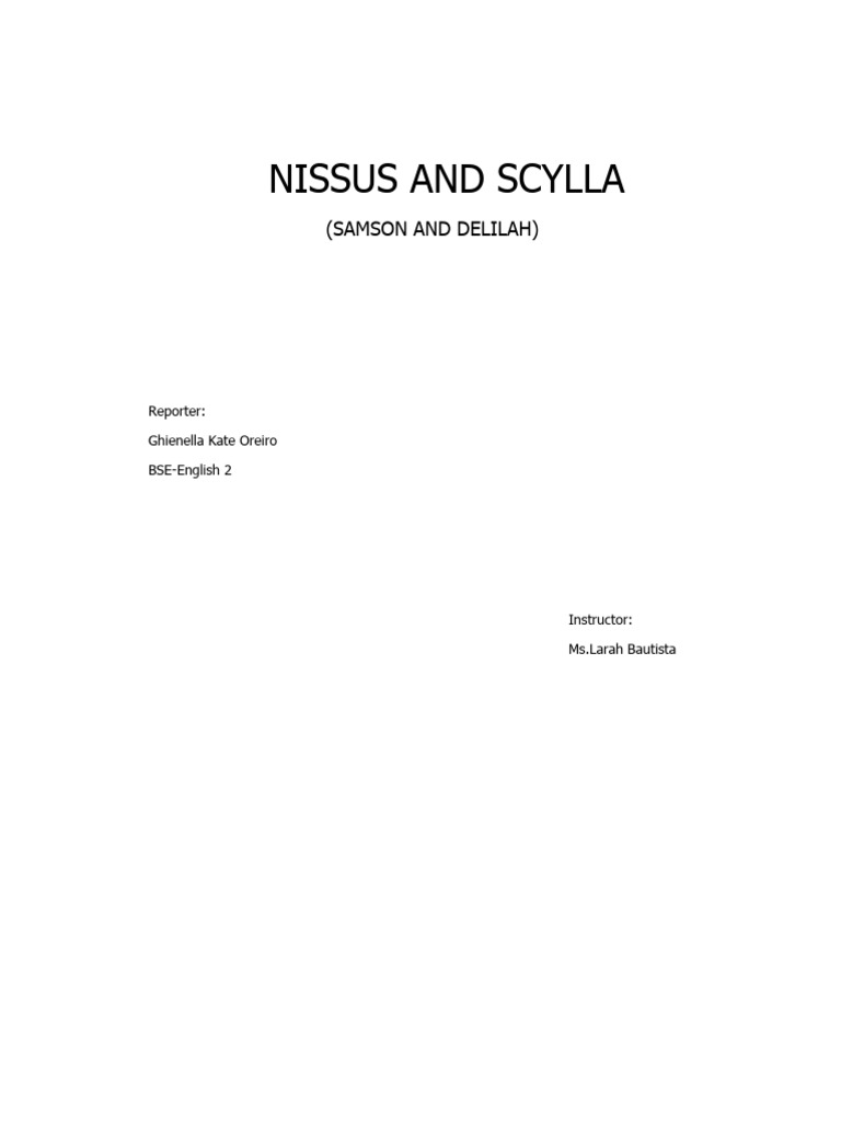 Nissus and Scylla | PDF | Samson | Delilah