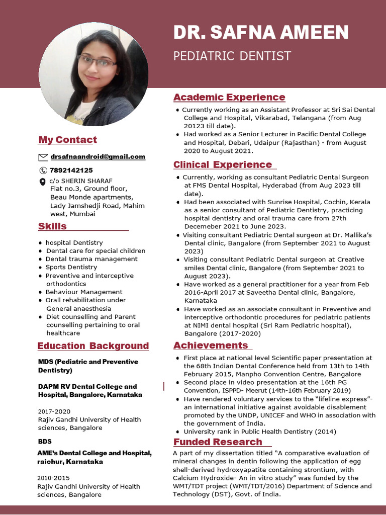 CV Mumbai Updated | PDF | Dentistry | Dentist
