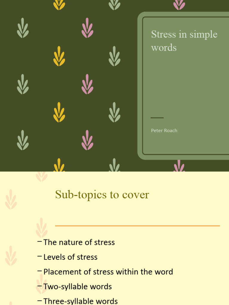 Stress in Simple Words | PDF | Stress (Linguistics) | Syllable