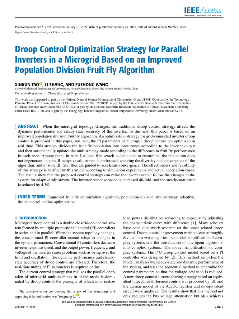 Droop Control Optimization Strategy For Parallel Inverters in A Microgrid Based On An Improved ...