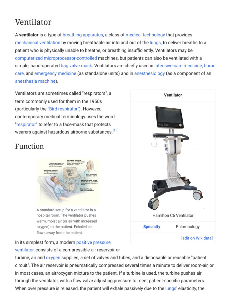 Ventilator | PDF | Medicine | Clinical Medicine