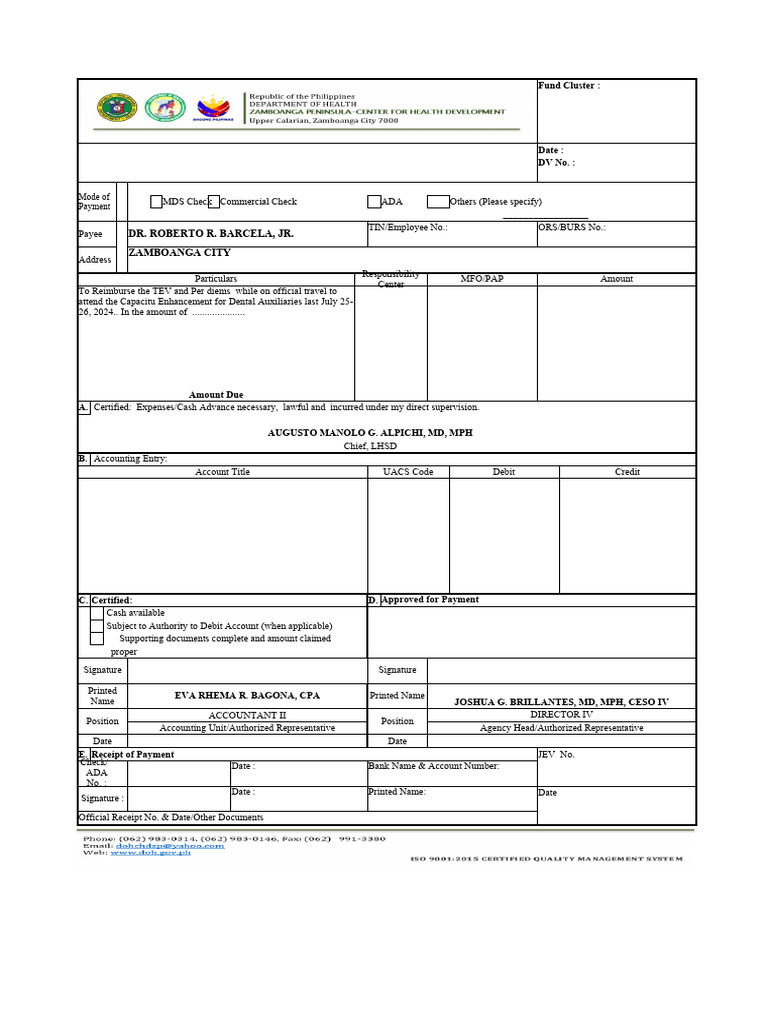 Final Sample Reimbursement Template2024 3 | PDF | Payments | Per Diem