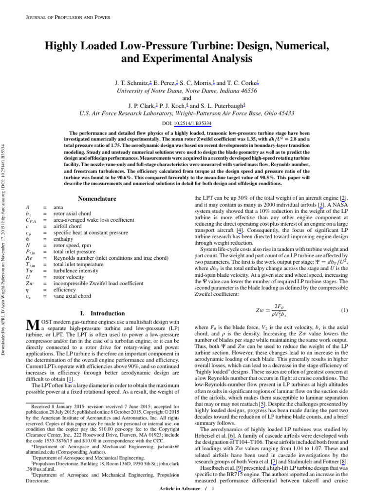 2015 Schmitz Highly Loaded Low Pressure Turbine Design Numerical and ...