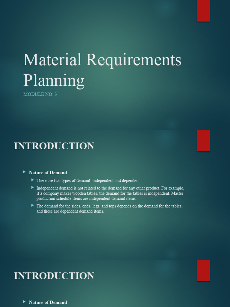 Module No. 3 - Material Requirements Planning | PDF | Business ...