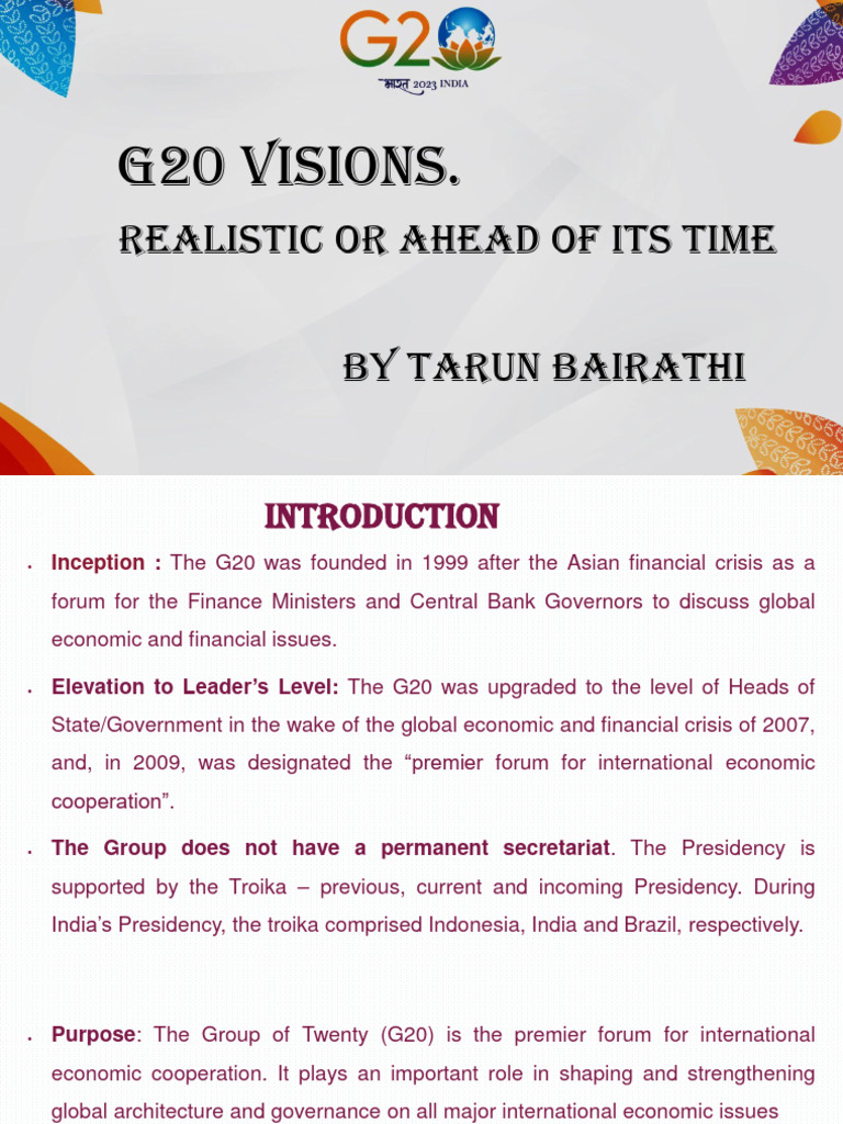 G20 Visions.: Realistic or Ahead of Its Time by Tarun Bairathi | PDF | Financial Inclusion ...