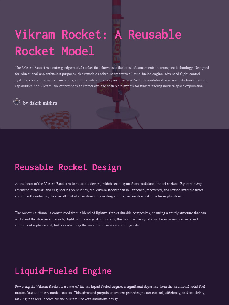 Vikram Rocket A Reusable Rocket Model | PDF | Rocket | Liquid ...