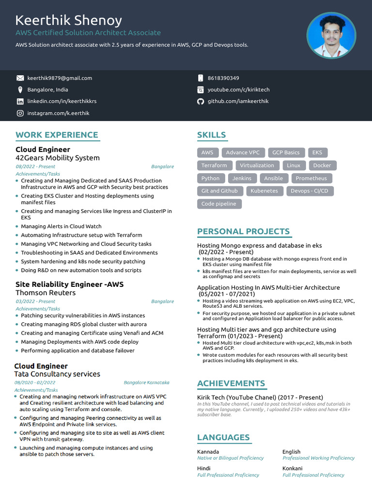 Keerthik's Resume Old | PDF | Amazon Web Services | Cloud Computing