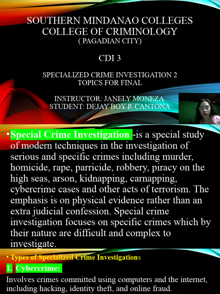 Specialized Crime Investigation Techniques | PDF | Cybercrime | Crimes