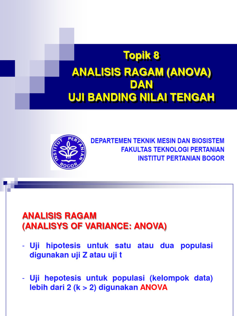 Analisis Ragam Dan Uji Banding Nilai Tengah | PDF
