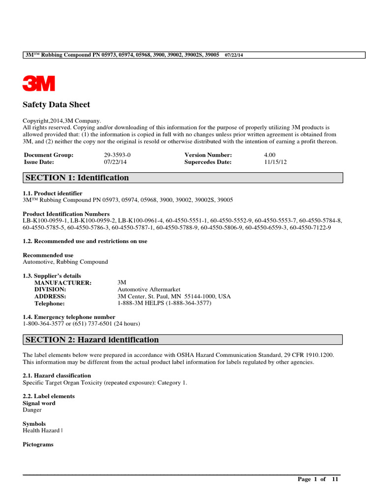 Rubbing Compound | PDF | Toxicity | Occupational Safety And Health
