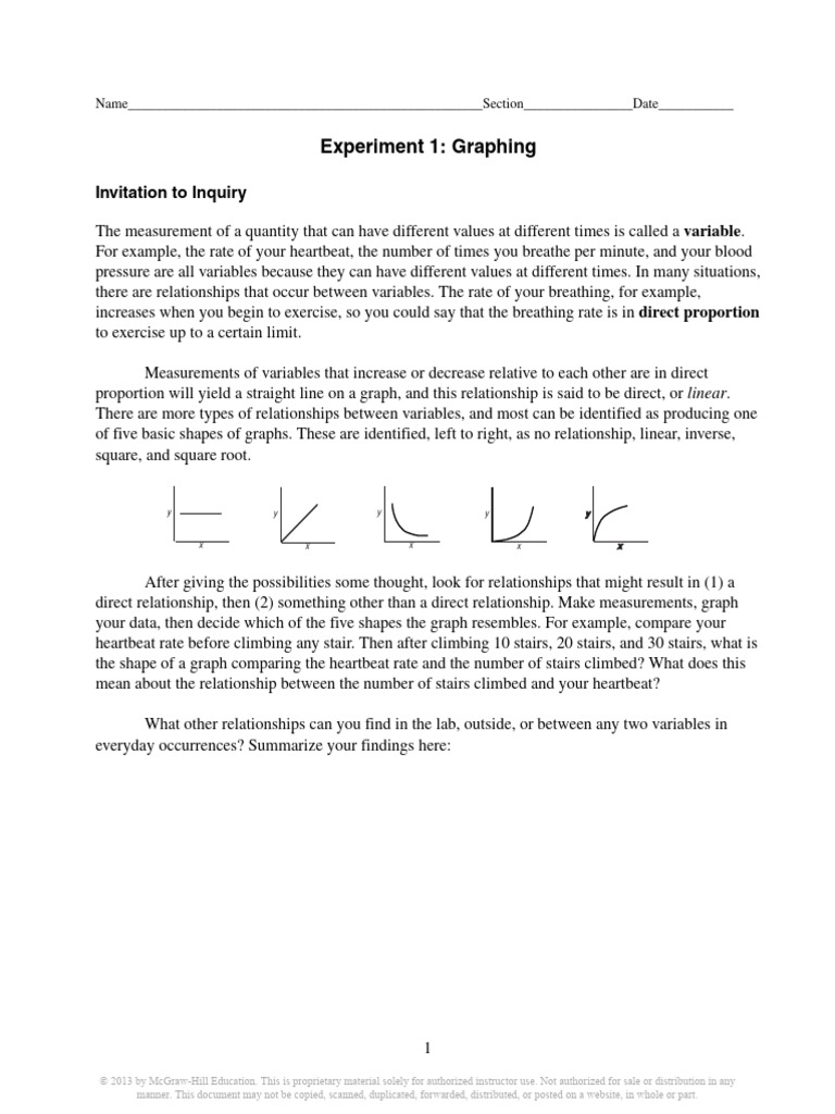 01 Graphing | PDF | Heart Rate | Dependent And Independent Variables