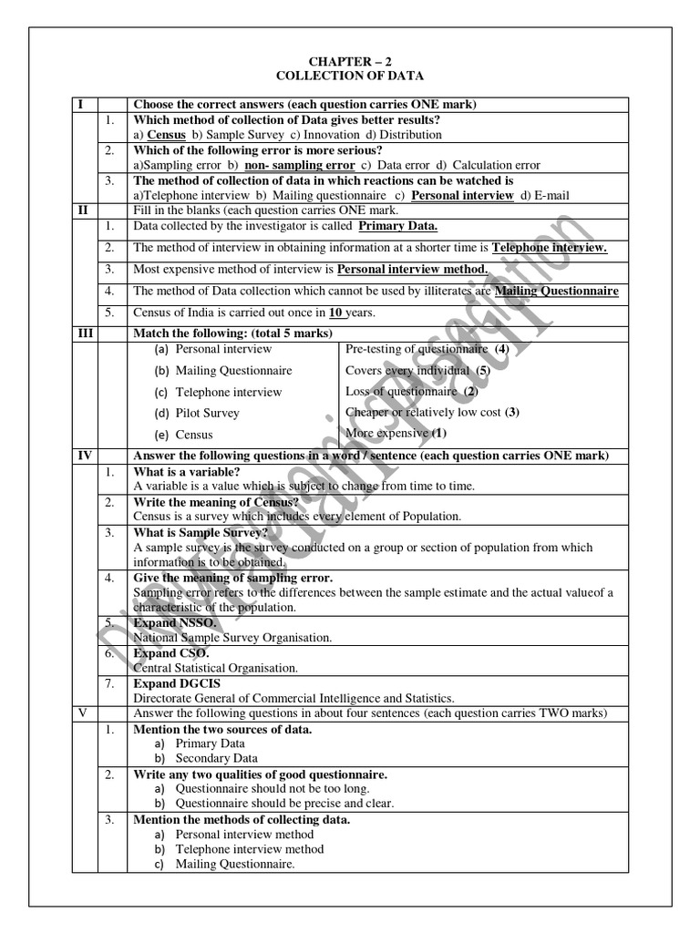 Collection Of Data Pdf Survey Methodology Sampling Statistics