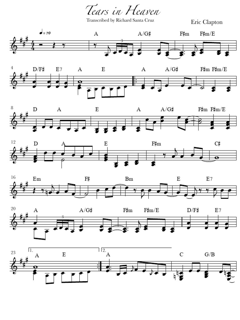 Eric Clapton - Tears Piano | PDF