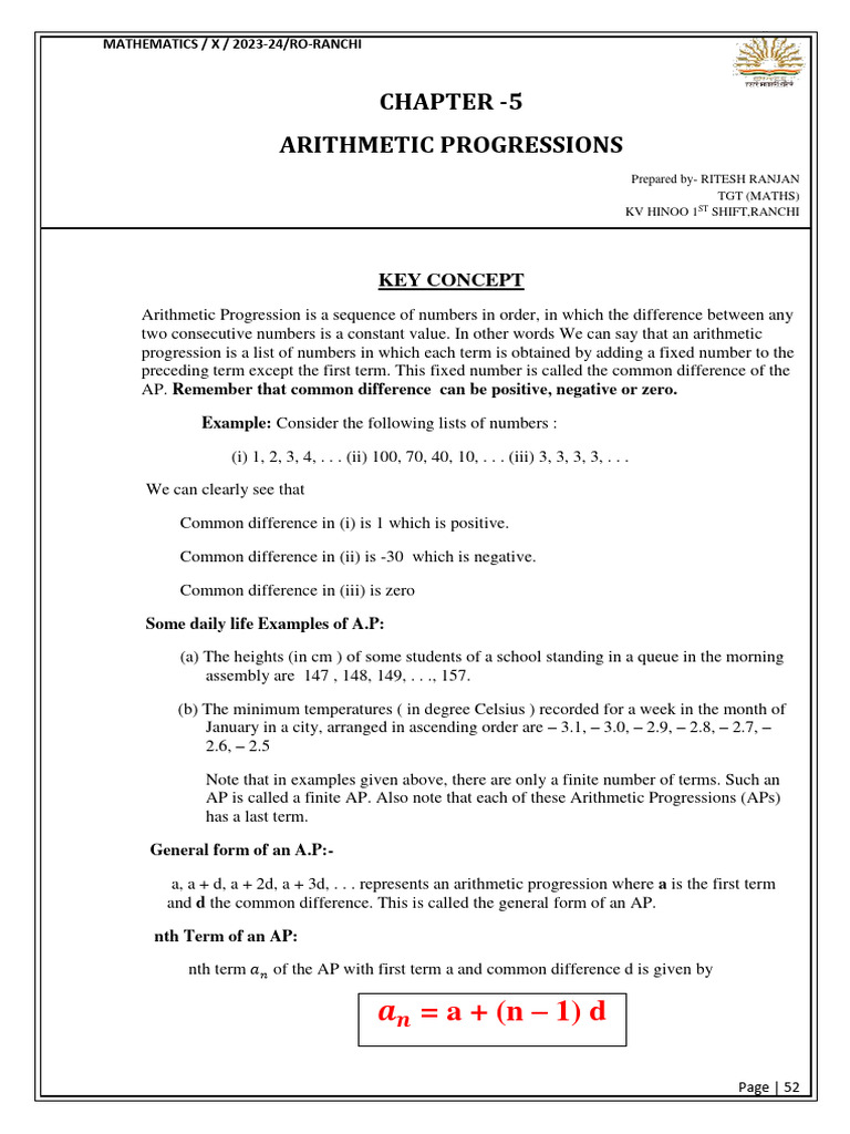 Arithmetic Progression Practice Sheet | PDF | Numbers | Associated Press
