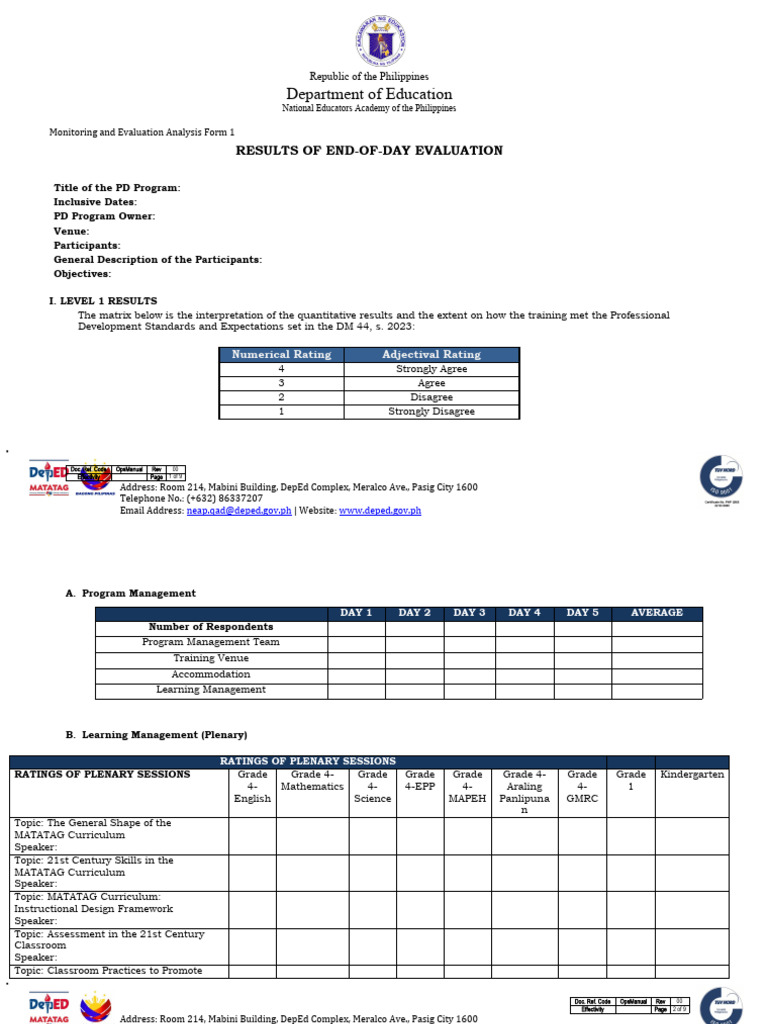MATATAG Analysis Form Template (Level 1) | PDF | Learning | Cognition