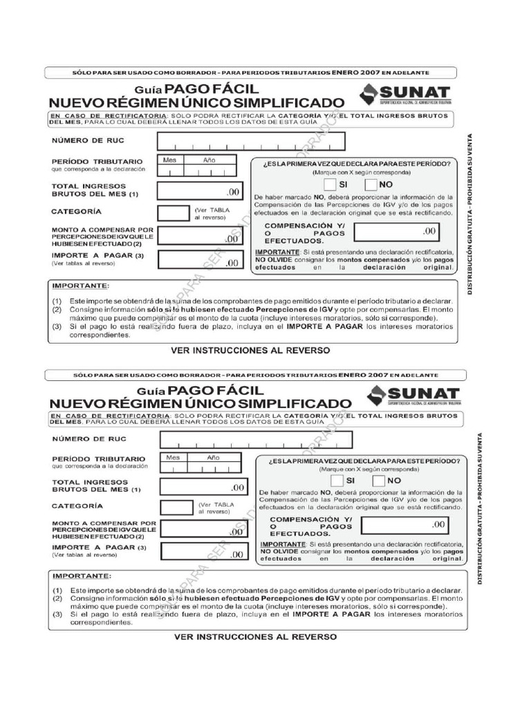 Guia Pago Facil Sunat | PDF