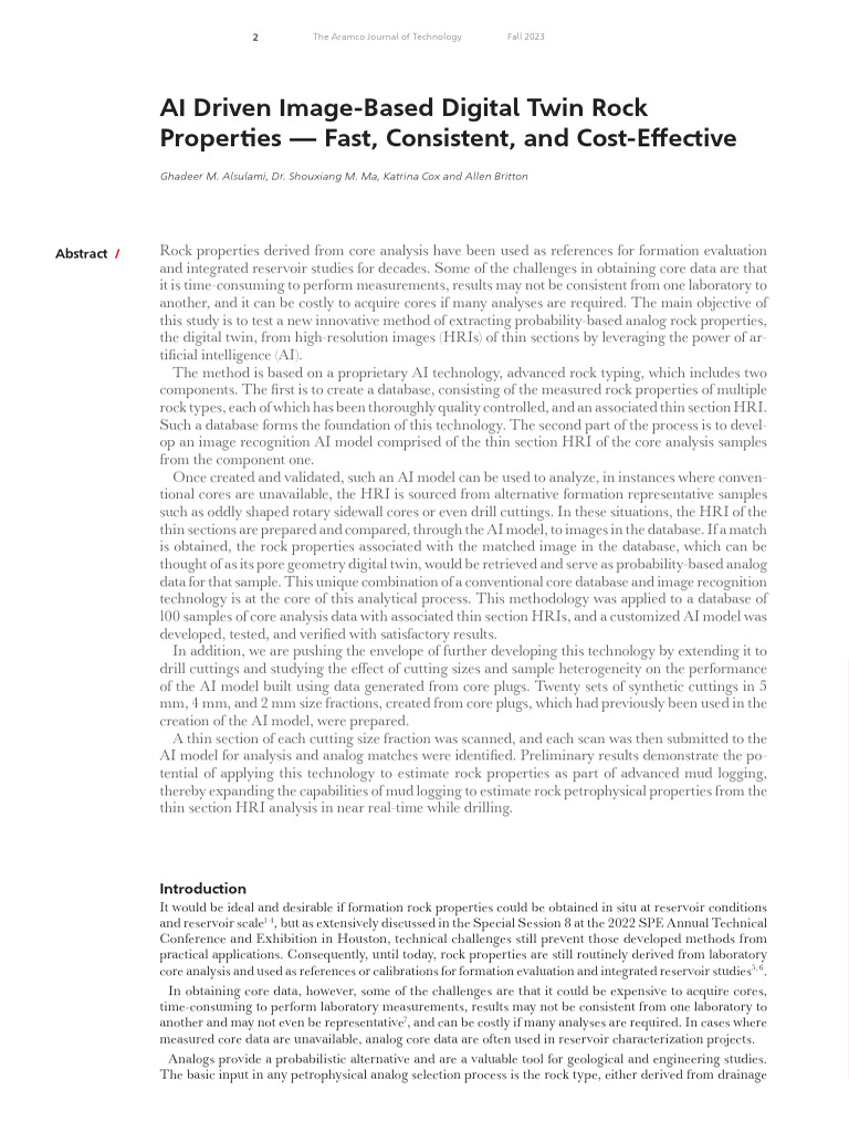 Aramco Ai Digital Twin | PDF | Porosity | Artificial Intelligence