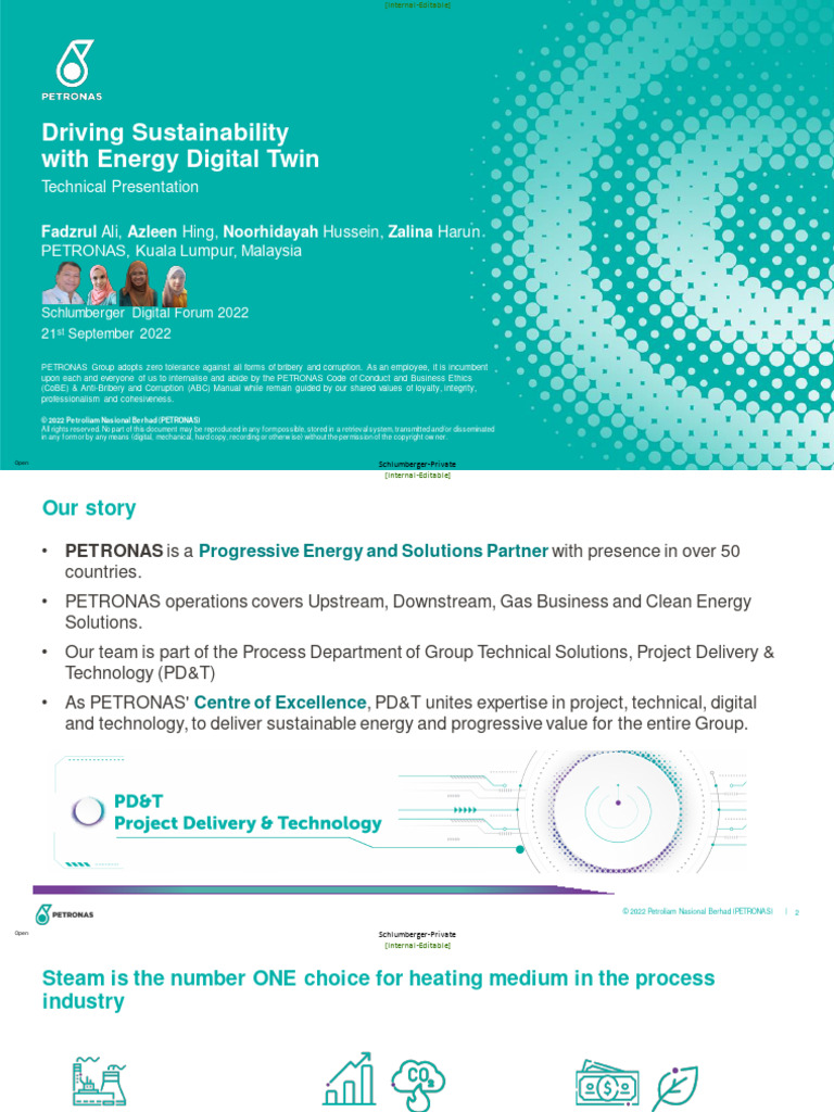 Petronas Driving Sustainability With Energy Digital Twin | PDF | Steam ...