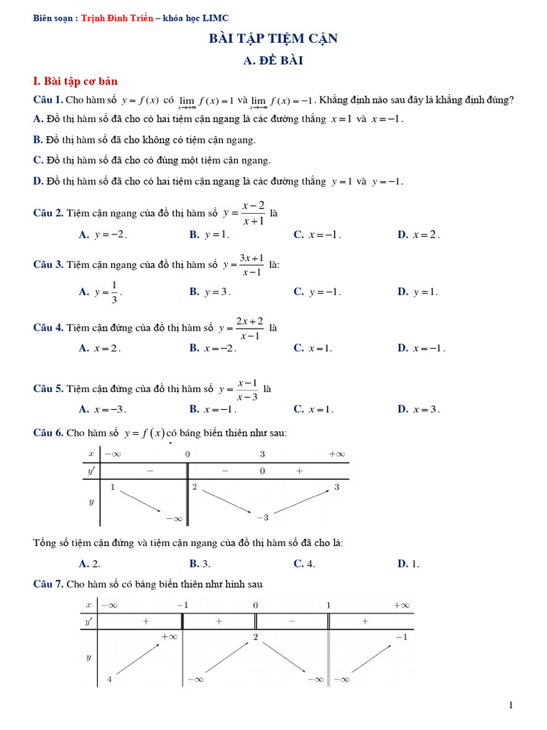 Bai Tap Tiem Can 1 | PDF